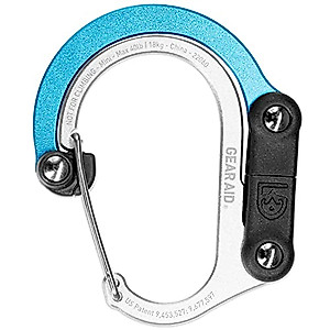 GEAR AID HEROCLIP Carabiner Clip and Hook (Mini) for Travel, Luggage, Purse and Small Bags, Blue Steel