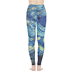 Xhuibop Van Gogh Starry Night Women Workout Leggings Plus Size X Large Yoga Pants High Waisted Gym Trousers Tummy Control Active Tights Butt Lift Ladies Outfits