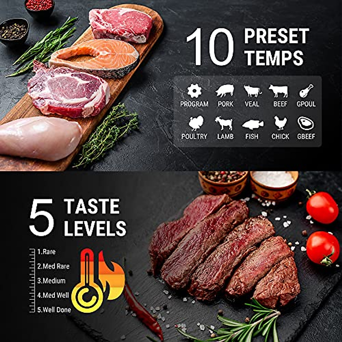 ThermoPro TP21 Wireless Meat Thermometer for Grilling and Smoking, BBQ Thermometer for Cooking, Food Grill Thermometer with 8.5' Meat Probe, Smoker Thermometer with Alert & Timer, LCD Backlit Screen