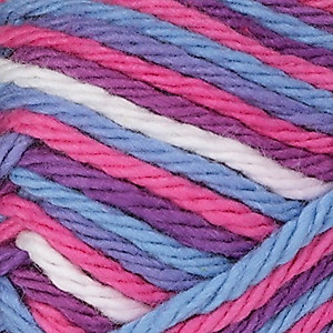 Bernat Handicrafter Cotton Ombre Yarn, 1.5 oz, Gauge 4 Medium, 100% Cotton, Purple Perk Ombre