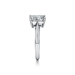 VINSON 2 Ct Emerald Cut Moissanite Solitaire Ring in Sterling Silver Engagement Ring For Women (12.5)