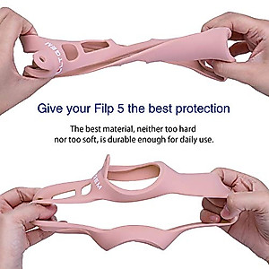 LTGEM Silicone Carrying Travel Case for JBL FLIP 5 Waterproof Portable Bluetooth Speaker with Extra Carabiner - Pink