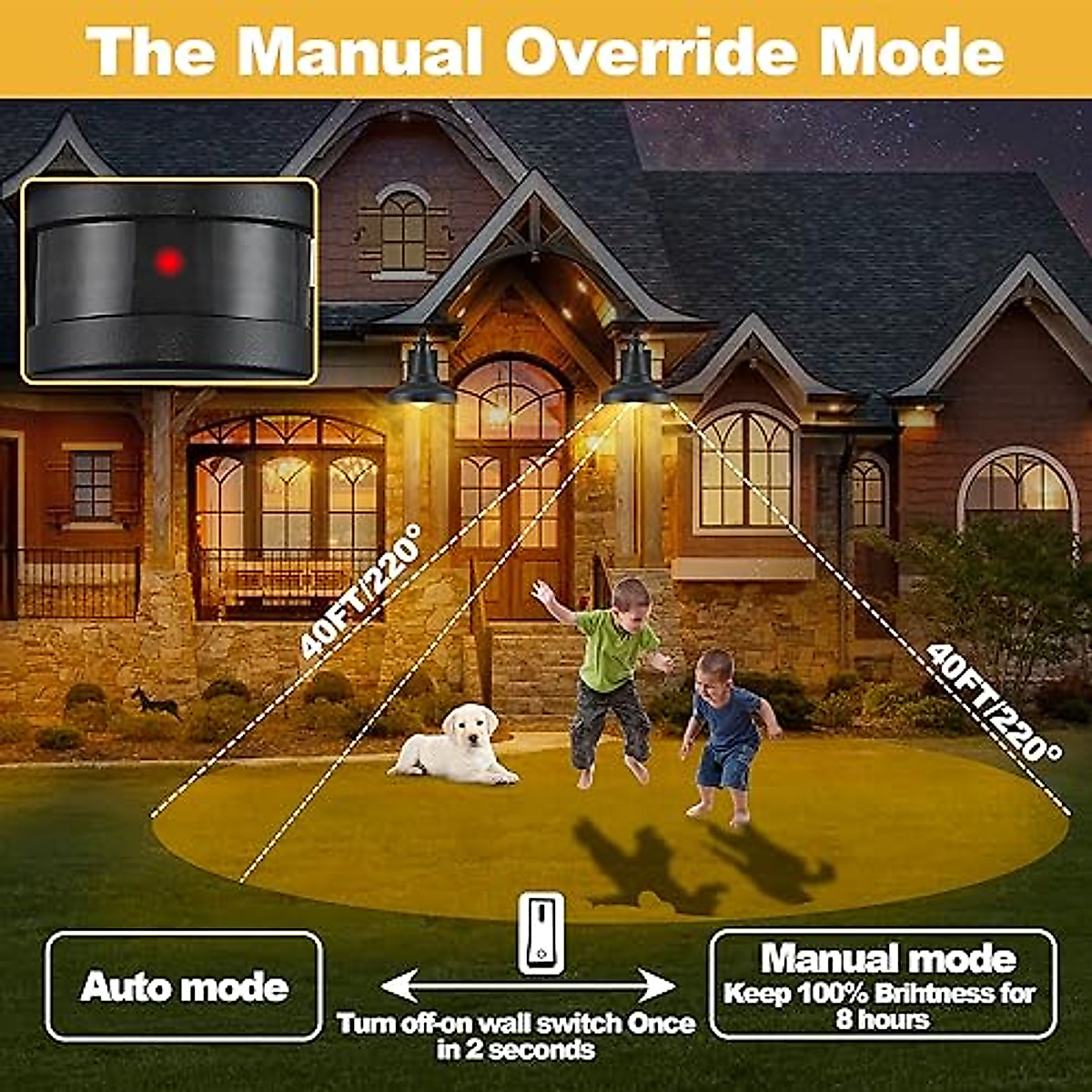 Untrammelife Motion Sensor Outdoor Wall Lights, Modern Black Dusk to Dawn Outdoor Barn Light Wall Sconce, Waterproof Outdoor Light Fixtures Wall Mount for Doorway, Patio, Garage