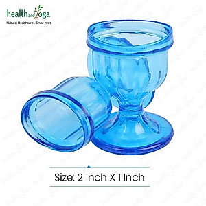 HealthAndYoga™ ChillEyes Colored Eye Wash Cups – Remedy Cup for Eye Wash - Eye Cleaner with Snug Fit - Includes Storage Container (2 Pcs.) (Blue)