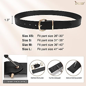 JASGOOD Women Black Pu Leather Belt for Jeans Pants Gold Buckle Lady Fashion Dress Waist Belt(Black,Fit Waist Size 26-30inch)
