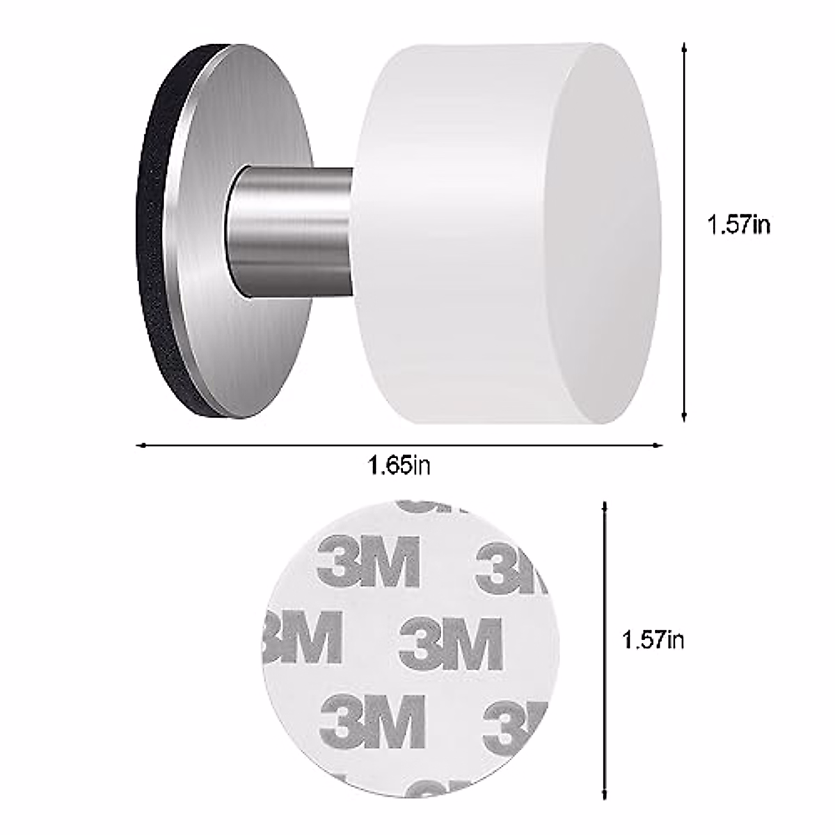 Harewu Self Adhesive Door Stopper,White Door Stopper with Extra Sticker,Self Adhesive Door Stopper Made of Rubber and Stainless Steel,Suitable for Home,Office and School (1 Pc)