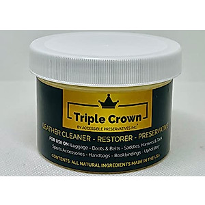 Accessible Preservatives 4 Ounce Leather formula; leather conditioner; leather cleaner; leather restorer for use on auto interiors, shoes, bags. Made in the U.S.A.