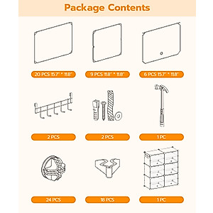 HOOBRO Shoe Rack, 6 Cubes Shoe Organizer with Doors, Plastic Panel Shoe Storage Cabinet for 24 Pairs of Shoes, for Closet, Bedroom, Entryway, Hallway, Black BK26SC01G1