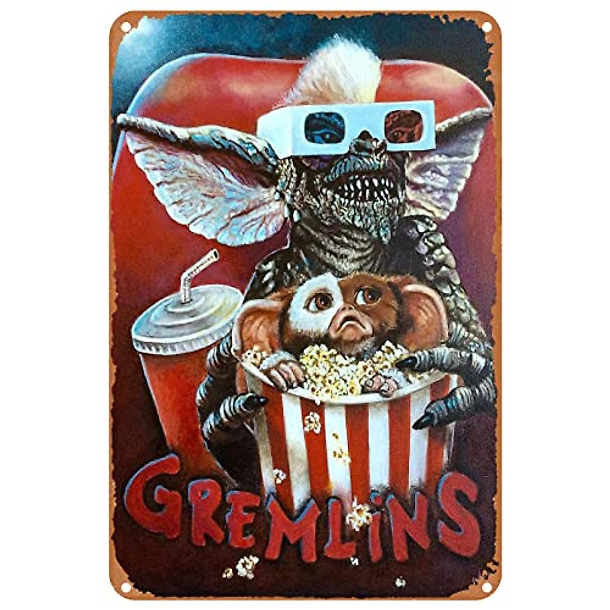 Gremlins Poster - Vintage Horror Movie Metal Tin Sign Decor