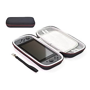 Switch Case for NS, Hard Shell Protective Case for Travel with Game Storage Slots NS (Black, 10.2x4.8x1.5)