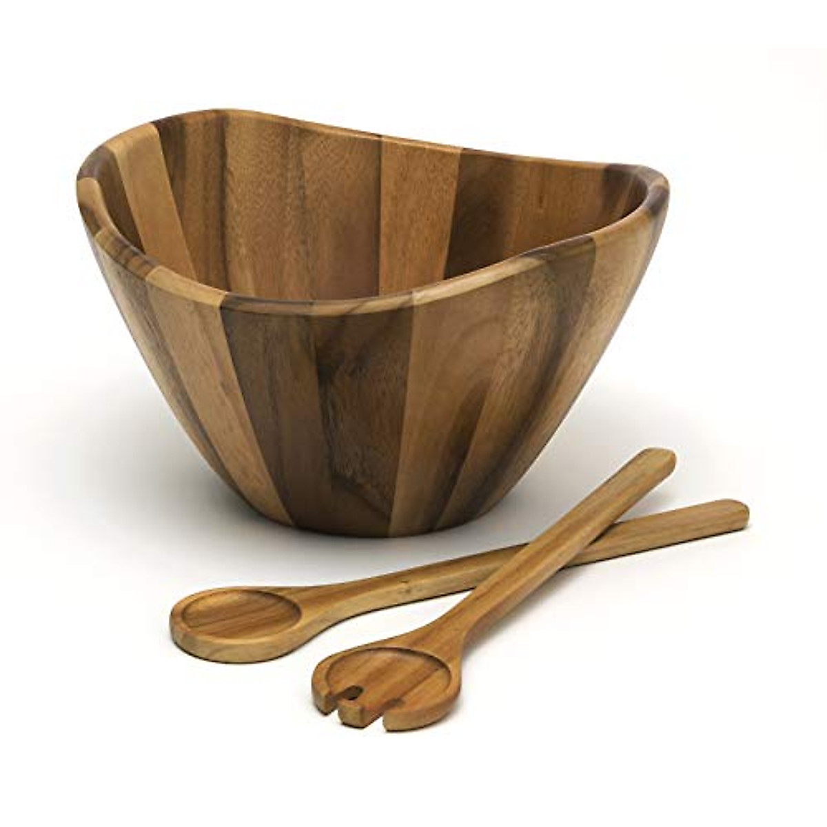 Lipper International Acacia Wave Bowl Set with Servers, 162.31 fluid ounces