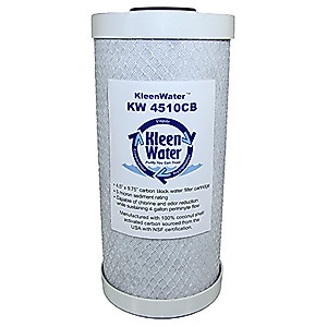 Carbon Filter, KleenWater KW4510CB Carbon Block Water Filter Cartridge, Compatible with 32-425-125-975, RFC-BB, WHEF-WHHPCBB, CBC-BB and EP-BB, Includes Replacement O-ring (1)