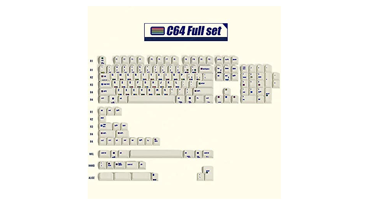 Hyekit PBT Keycaps 143 Keys Commodore 64 Themed Keycaps Dye-Sublimation ...