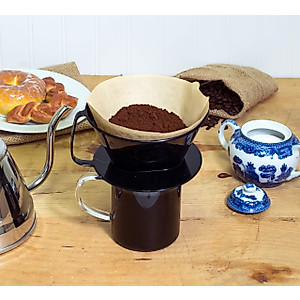 Fino Pour-Over Coffee Brewing Filter Cone, Number 4-Size, Black, Brews 8 to 12-Cups
