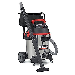 RIDGID 50353 1610RV Stainless Steel Wet Dry Vacuum, 16-Gallon Shop Vacuum with Cart, 6.5 Peak HP Motor, Large Wheels, Pro Hose, Drain, Blower Port