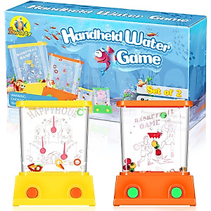 Skylety 2 Pcs Handheld Water Game 2.6 x 3.25 Inch Arcade Water Ring Water Tables in a Gift Box for Beach Fun Game Toys Fun Stocking Stuffers Gifts for Toddler Kids Adults Retro Pastime, Without Water