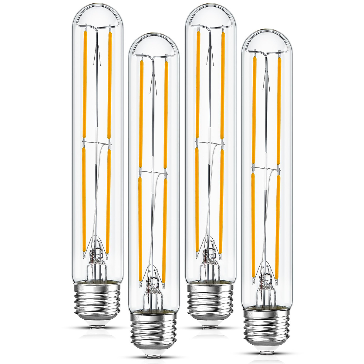 Sphoon Tubular Light Bulb 7.3 Inch Dimmable T10 LED Bulb E26 6W 60 Watts Edison Bulbs 2700K Solf White,185mm Long for Wall Sconces, Pendant, Livingroom, 4-Pack