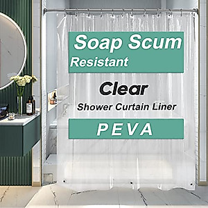 AmazerBath Clear Shower Curtain Liner, 72x78 Long Plastic Shower Curtain Liner, Waterproof PEVA Shower Liner, Cute Lightweight Shower Curtains for Bathroom with Magnets and 12 Rustproof Grommet Holes