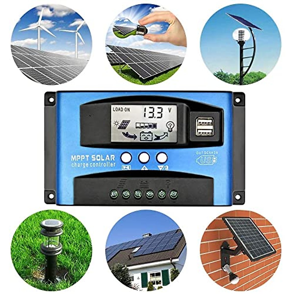 Y&H 100A 12V/24V MPPT Solar Charge Controller w/LCD Display Dual USB and WiF, Solar Panel Regulator fit for Gel Flooded and Lithium Battery Model: BL912-100A-WIF (Blue)
