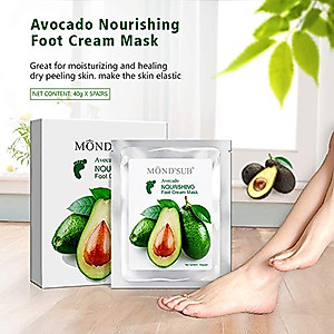 [5 Pairs] MOND'SUB Moisturizing Feet Masks & Avocado Oil Moisturizing Organic - Baby Feet Hydrating Mask for Dry Skin - Instantly Healing Dry Cracked Feet With Natural Oil