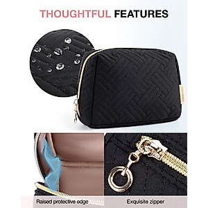 BAGSMART Small Makeup Bag, Travel Cosmetic Bag Make Up Pouch Small Travel Zipper Pouch,Water-resistant Toiletry Bag,Makeup Organizer Bag for Women,Black