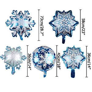 15 Pieces Snowflake Foil Balloons Winter Wonderland Party Decorations - Winter Theme Snowflake Balloons Set for Baby Shower Birthday Christmas Party Decoration