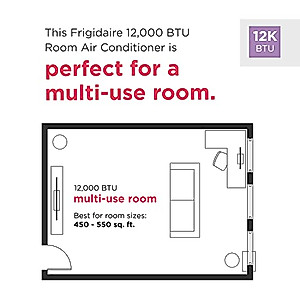 Frigidaire FHPW122AC1 Portable Room Air Conditioner, 12K BTU (ASHRAE) / 8K BTU (DOE) with Multi-Speed Fan/Dehumidify Mode/Washable Filter, Built-in Air Ionizer/Wi-Fi Connected/Window Kit, in White