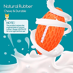 Nobleza Dog Football, Interactive Lightweight Tough Squeaky Dog Toys That Float and Bounce for Teething and Teeth Cleaning, Natural Rubber Durable Football Dog Toy for Small and Medium Breeds, Orange