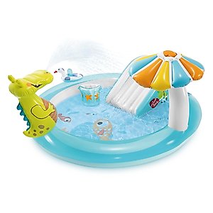 Intex Gator 6.6' x 5.6' x 4" Outdoor Inflatable Kiddie Pool Water Play Swim Center