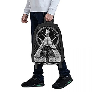 AMRANDOM Pentagram Demon Satanic Goat Head Travel Backpack For School Water Resistant Bookbag