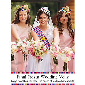 Halfchet 13 Pieces Fiesta Wedding Veil Bachelorette Party Decorations Fiesta Bachelorette Veil the Bride Sash 11 Bridesmaid Hat for Mexican Theme Bridal Shower Favor