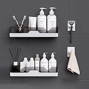 UIFER 2-Pack Adhesive Shower Caddy, Shower Shelves with Hooks, No Drilling Shower Racks for inside shower & Kitchen Storage