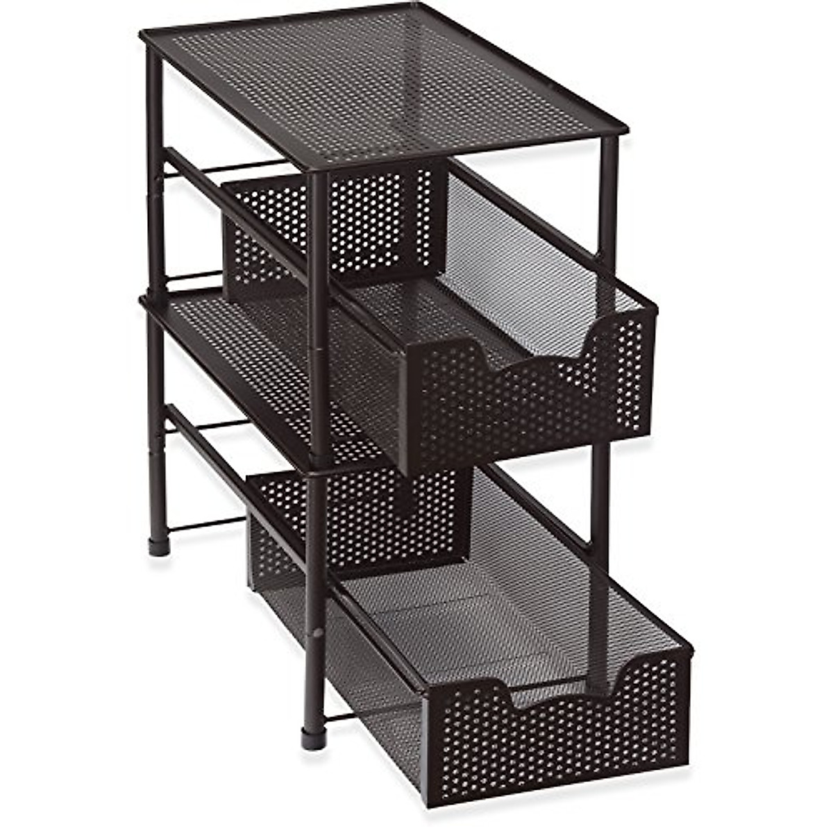 SimpleHouseware Stackable Under Sink Cabinet Sliding Basket Organizer Drawer, Bronze