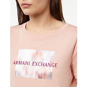 A｜X ARMANI EXCHANGE Women's Crew Neck Reg Fit Secret Garden Logo T-Shirt, Lady, Extra Small