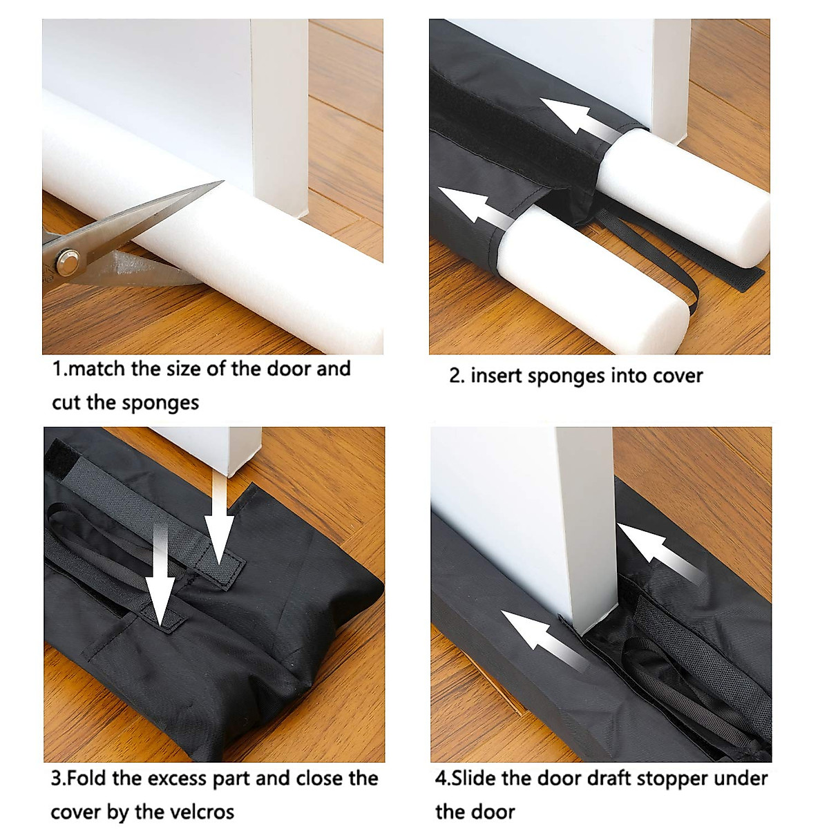 Under Door Draft Stopper Black 29"-35" Noise Window Breeze Dust Air Blocker Adjustable Door Sweeps
