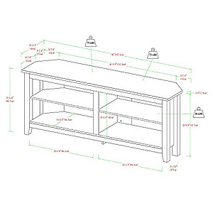 Walker Edison Maxwell Classic 2 Shelf Corner TV Stand for TVs up to 65 Inches, 58 Inch, Black