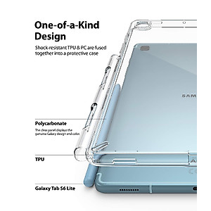 Ringke Fusion Case [Built-in Pen Holder] Compatible with Samsung Galaxy Tab S6 Lite Case 10.4 Inch 2024/2022 / 2020, Transparent Hard Back Shockproof Cover - Clear