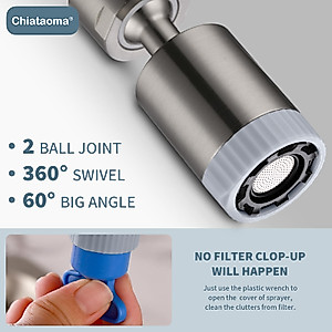 Rotating Faucet Nozzle,360° Swivel Kitchen Faucet Aerator Splash-Proof, 3-Flow Sprayer Female Bathroom Faucet Attachment,Faucet Attachment for Kitchen Sink,Faucet Aerator Sprayer Brushed Nickel