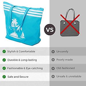 AIREE FAIREE Beach Bag - Beach Bags for Women - Large Waterproof Beach Bag with Zipper and Internal Zipped Pockets - Cute Design