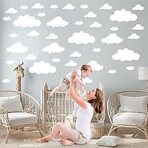 51pcs Big Clouds Wall Decals Removable Decals DIY Large Vinyl Wall Sticker Self Adhesive Wallpaper for Girls Bedroom Nursery Baby Boy Kids Room Wall Art Decorations, Peel and Stick