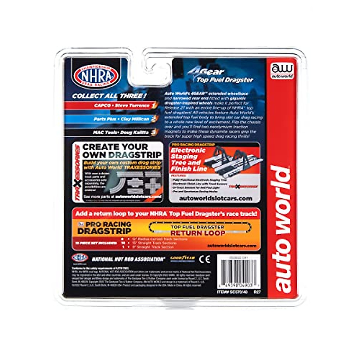 Auto World 4Gear NHRA R27 Clay Millican - Parts Plus Top Fuel Dragster HO Scale Slot Car