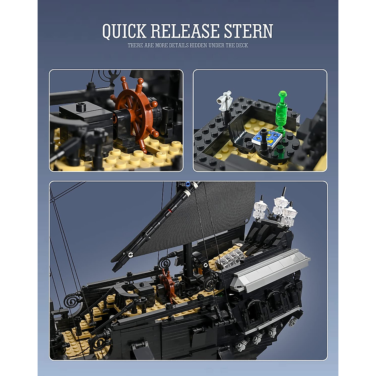 Nifeliz Black Skull Pirates Ship Building Blocks Kits, Model Set and Assembly Toy for Teens and Adult, Makes a Great Gift for People who Like Creative Play and Adventures, New 2023 (3423Pcs)