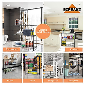 EZPEAKS 3-Shelf Shelving Unit with 3-Shelf Liners, Adjustable Rack, Steel Wire Shelves, Shelving Units and Storage for Kitchen and Garage (36W x 16D x 36H) Black