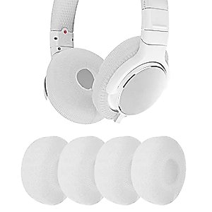 Geekria 2 Pairs Flex Fabric Headphones Ear Covers, Washable & Stretchable Sanitary Earcup Protectors for On-Ear Headset Ear Pads, Sweat Cover for Warm & Comfort (S/White)