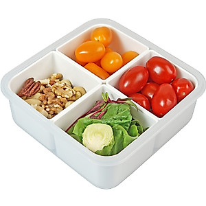 carrotez Food Storage Containers, 4 Compartment Portion Control Container, Snack Container For Adults, Meal Prep Container, Reusable, Microwave Safe, 4.6 Cup (1100ml), Pack of 2