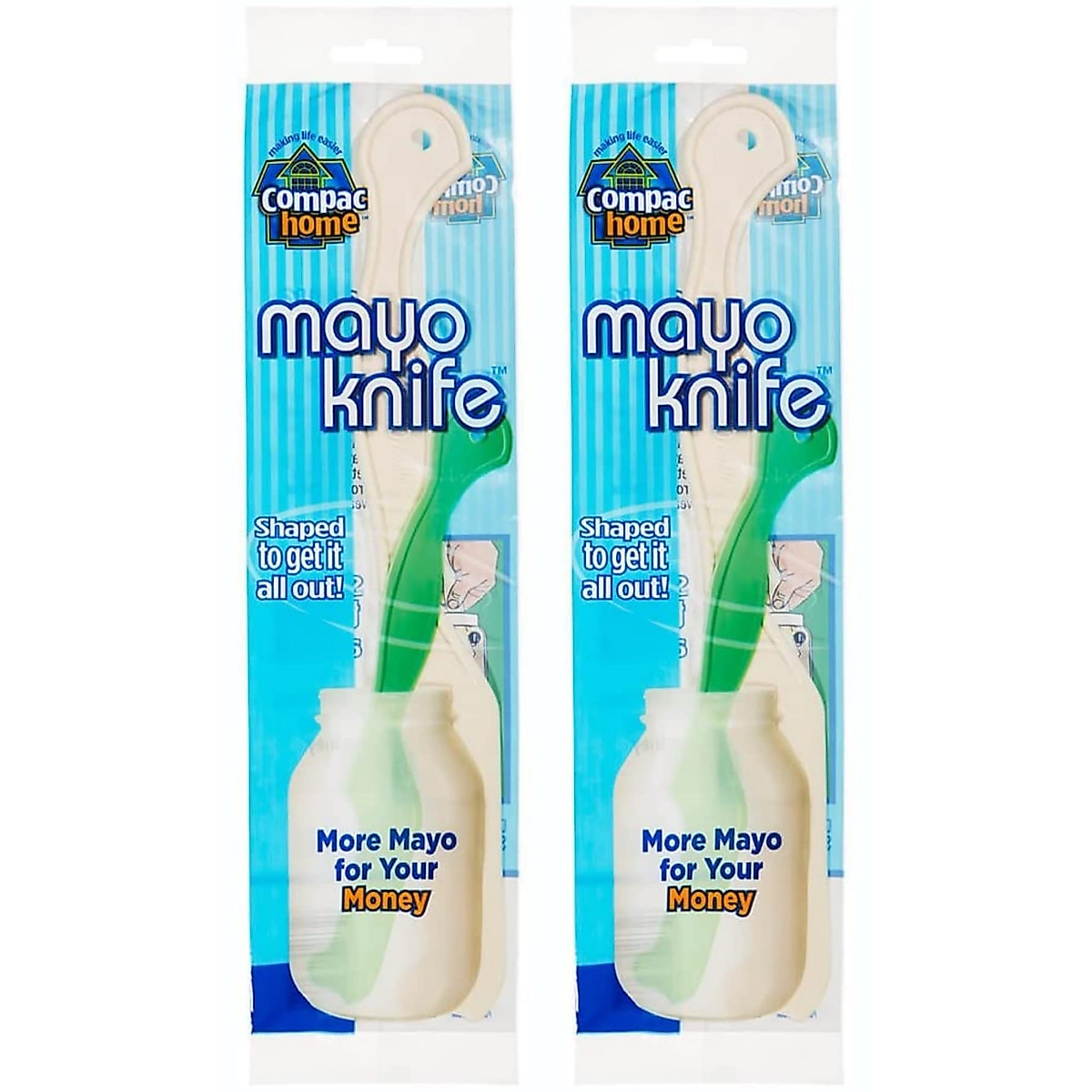 Compac Mayo Knife Spreader Plastic Knife Shaped To The Contour Of Mayonnaise Jars (2 Pack)