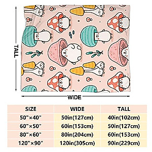 Atthadassi Cute Mushroom Head Soft Blanket All Season Throw Blanket Fleece Blankets Bed Sofa 50"x40"