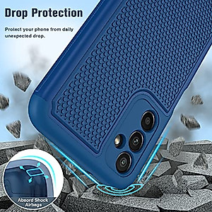 FNTCASE for Samsung Galaxy A14 5G Case: Dual Layer Protective Heavy Duty Cell Phone Cover Shockproof Rugged with Non Slip Textured Back - Military Protection Bumper Tough - 2023, 6.6inch (Navy Blue)