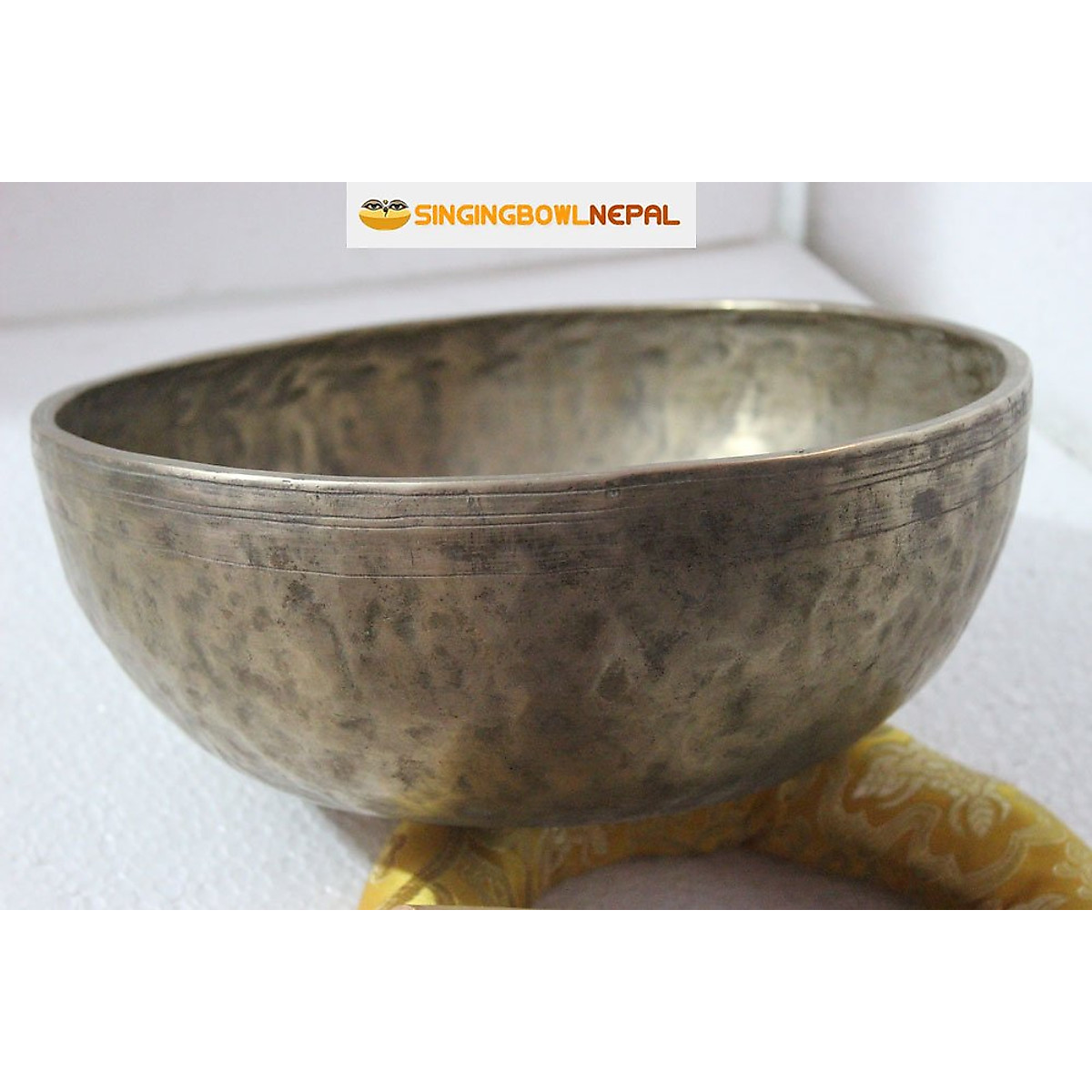 12" Old E Note Tibetan Singing Bowl, Meditation Bowl, Tibetan Bowls, Free Singing Bowl Silk Cushion, Striker and Drum Stick