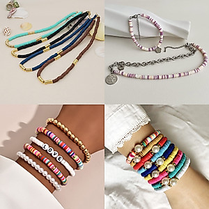 BOCAR 6mm 10 Strands Clay Beads Kit Vinyl Flat Handmade Polymer Clay Beads with 2 Strands Alloy Beads Spacer for Jewelry Making Necklace Bracelet Earrings Finding (CB-001-mix 3)